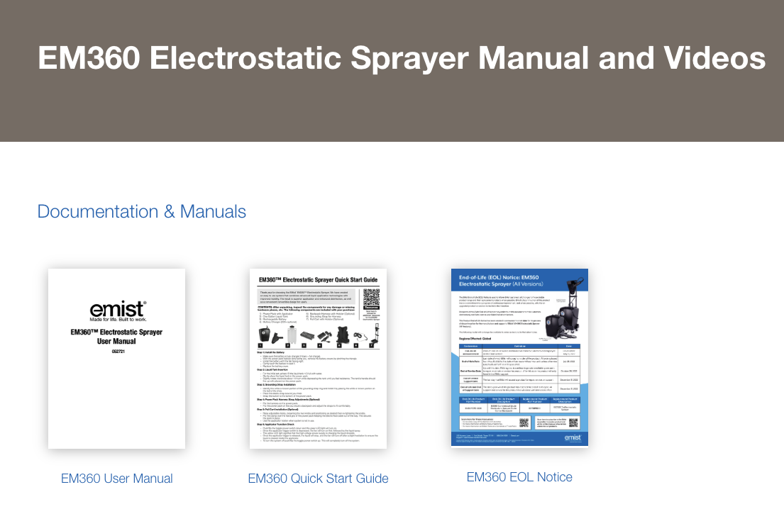 EM360 Electrostatic Sprayer Manual and Videos - EMist
